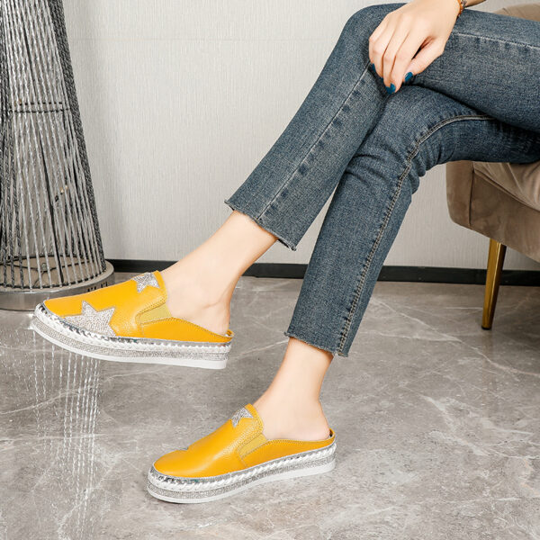 Leather Star Mustard Slides – Aidangus